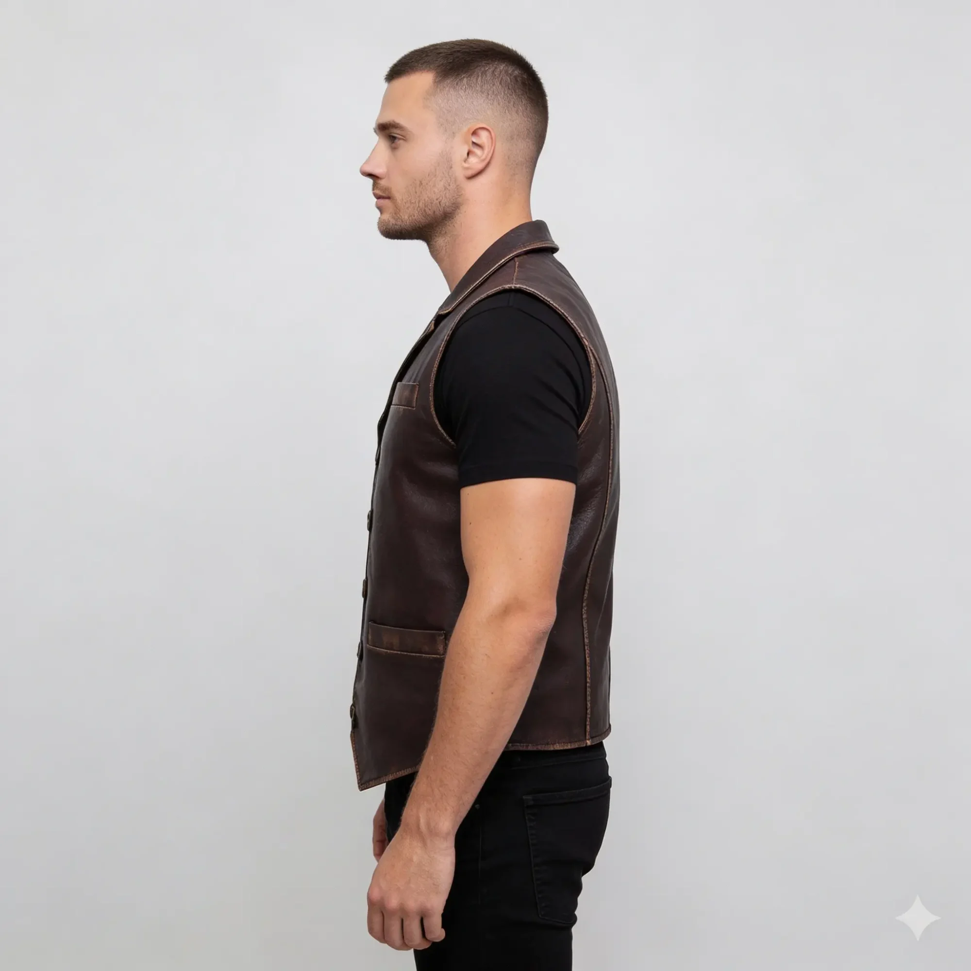 Men's Brown Distressed Leather Vest | Urban Leather Jackets